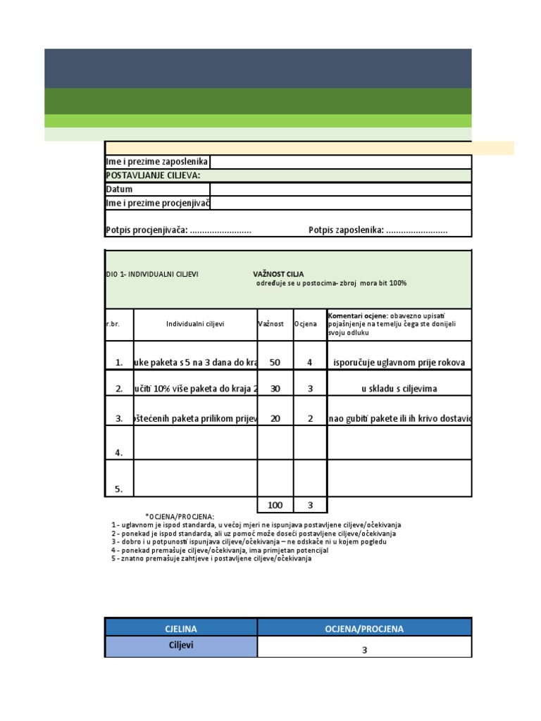 Evaluacijski obrazac | PDF