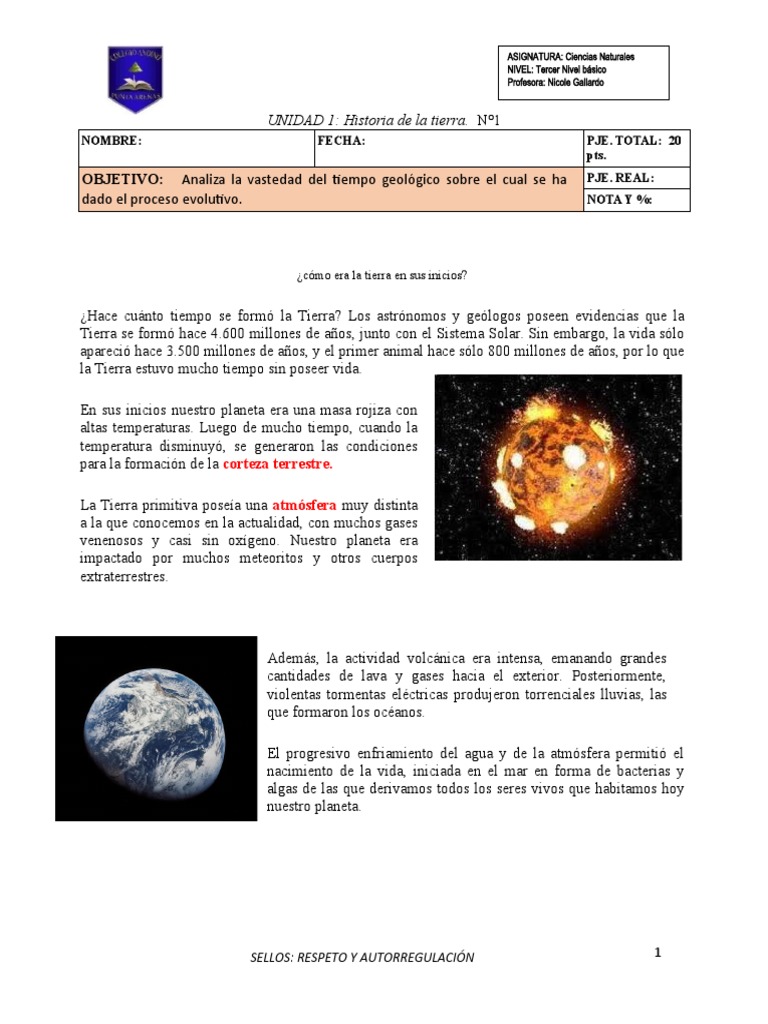 Unidad 1 - Guía 1 - 3er Nivel | PDF | Tierra | Vida