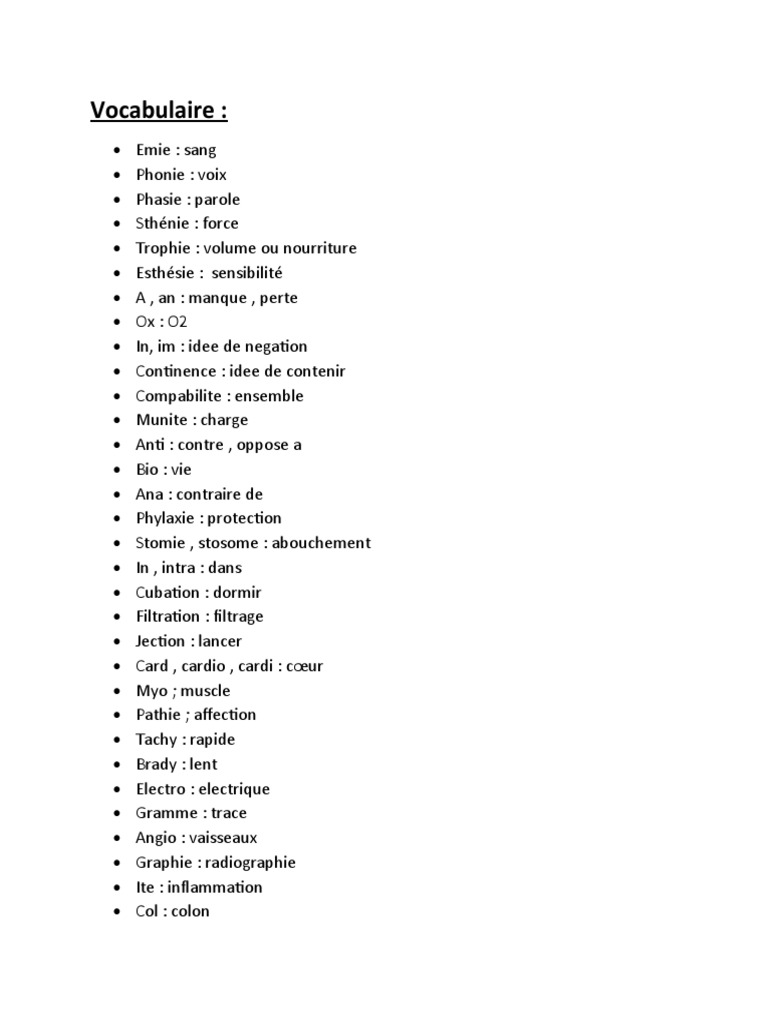 Terminologie Médicale Essentielle | PDF | Organe | Anatomie