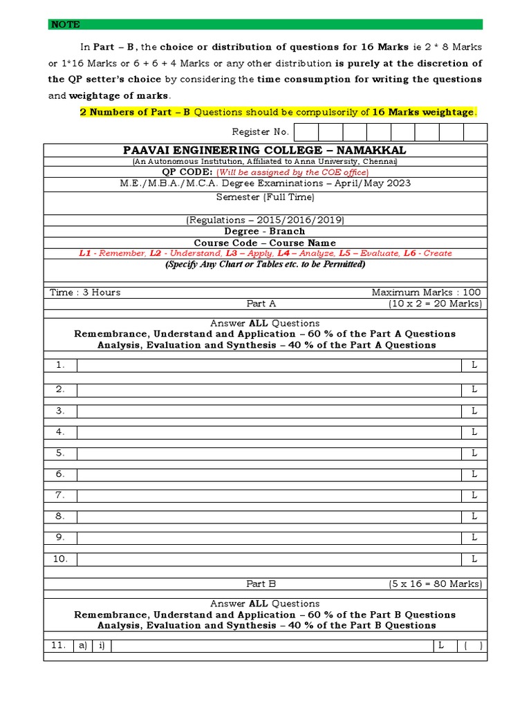 QP Template - PG | PDF