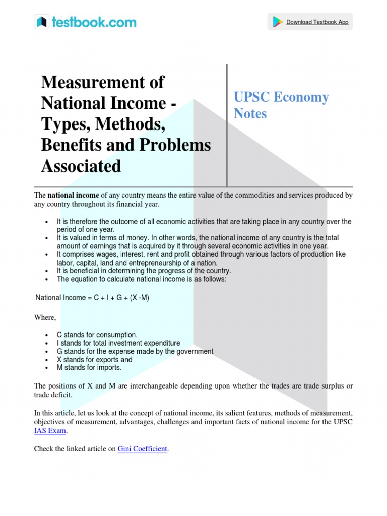 Measurement of National Income Types Methods Benefits and Problems ...