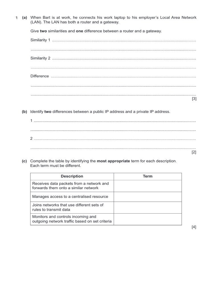 A Level Comp | PDF | Computer Network | Router (Computing)
