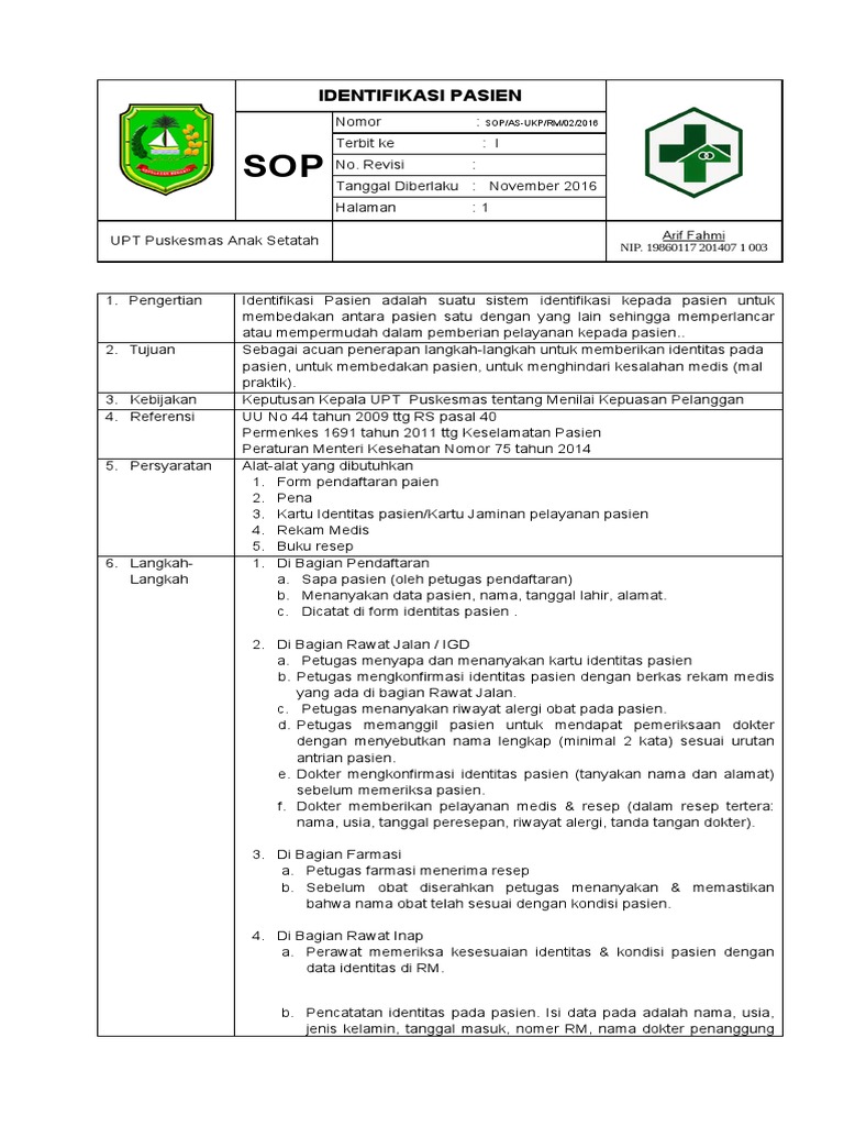 sop-Identifikasi-Pasien | PDF