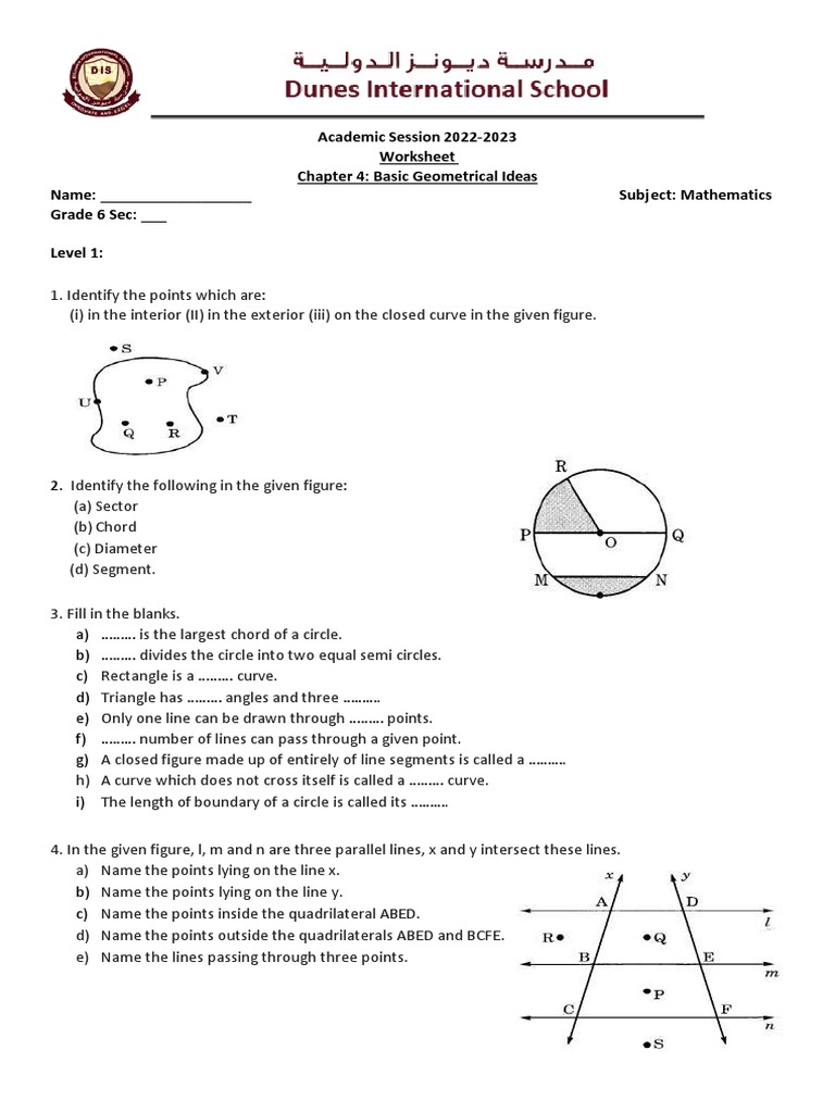 Basic Geometrical Idea Worksheet | PDF | Teaching Methods & Materials