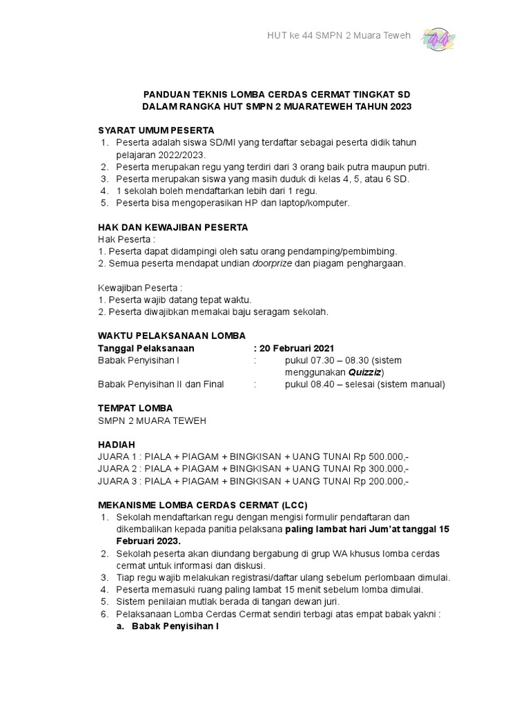 Juknis & Formulir Pendaftaran LCC & LFS 2023 | PDF | Karier & Perkembangan | Ilmu Sosial