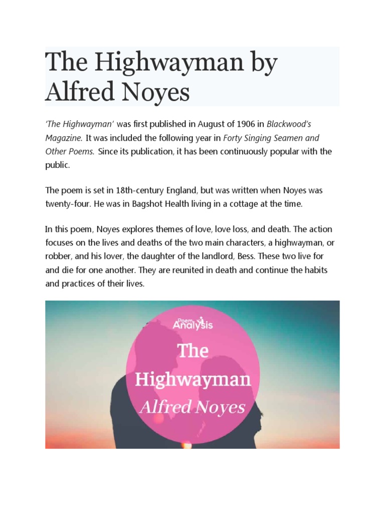 The Highwayman by Alfred Noyes | PDF | Poetry | Poetics