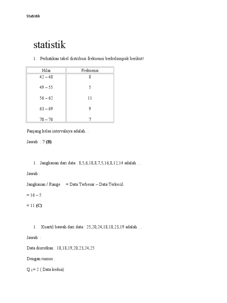 Soal Statistik Baru 3 | PDF