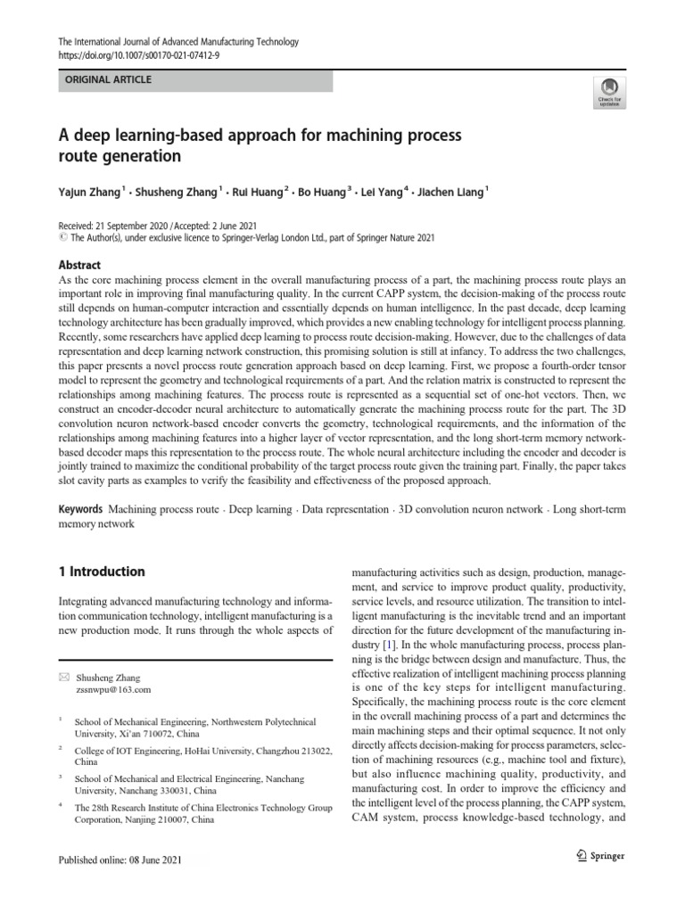 A Deep Learning-Based Approach For Machining Process Route Generation ...