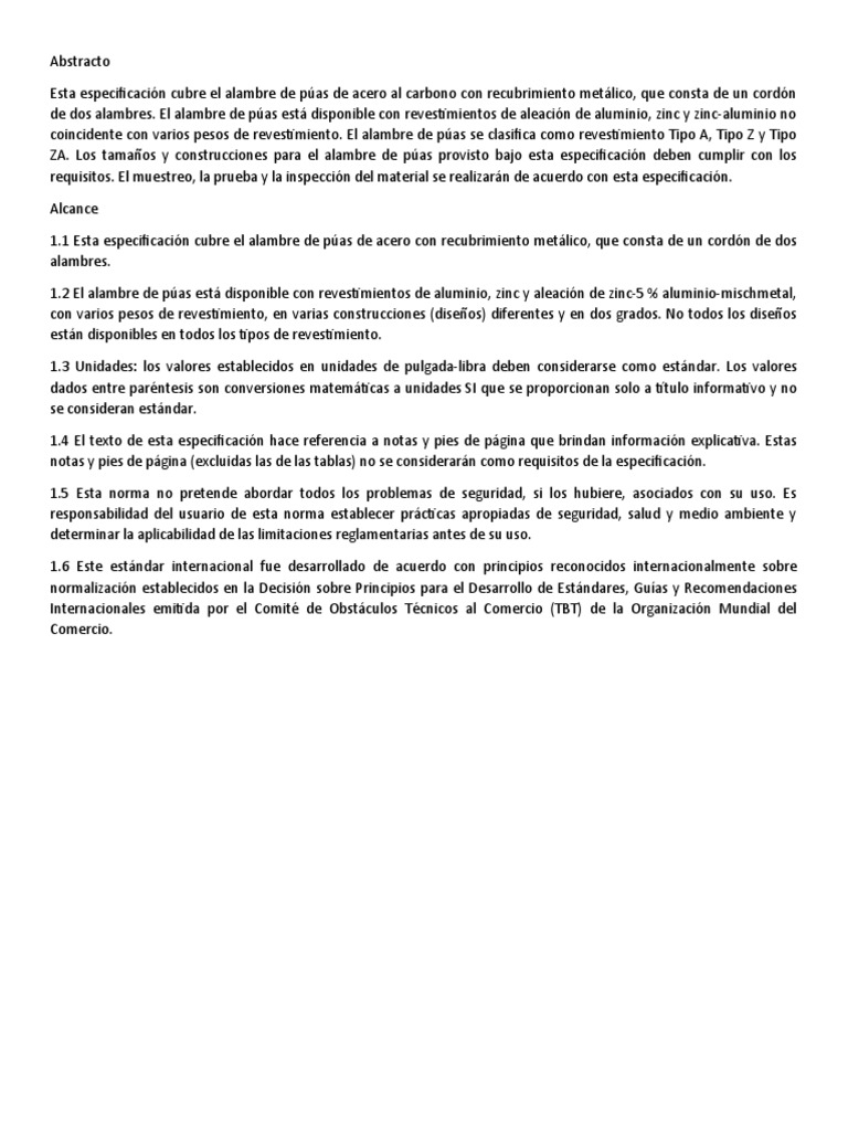 Especificación de Alambre de Púas ASTM A121 | PDF | Tecnología