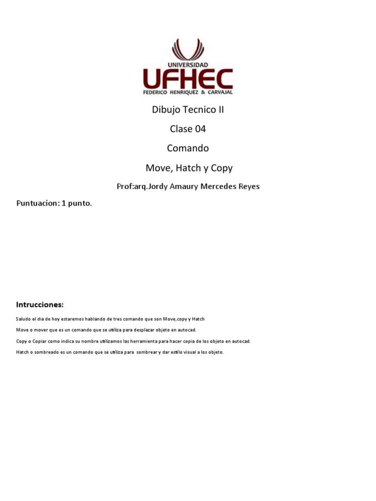 Comandos Move, Copy y Hatch en AutoCAD | PDF | Cad automático