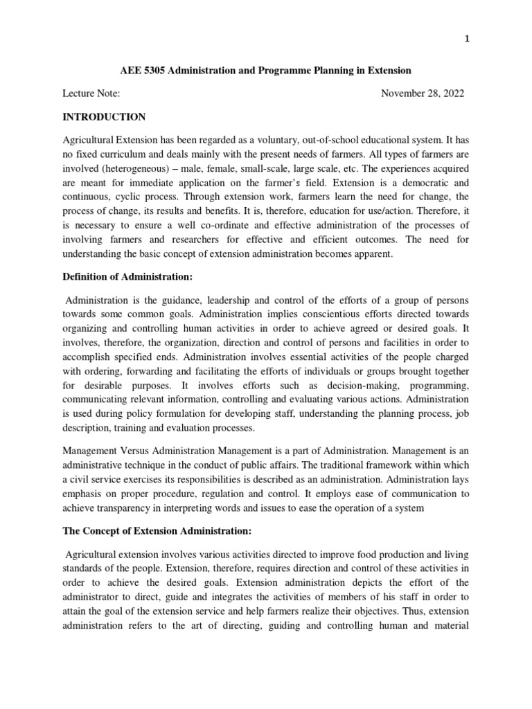 AEE 5305 Administration and Programme Planning in Extension | PDF ...