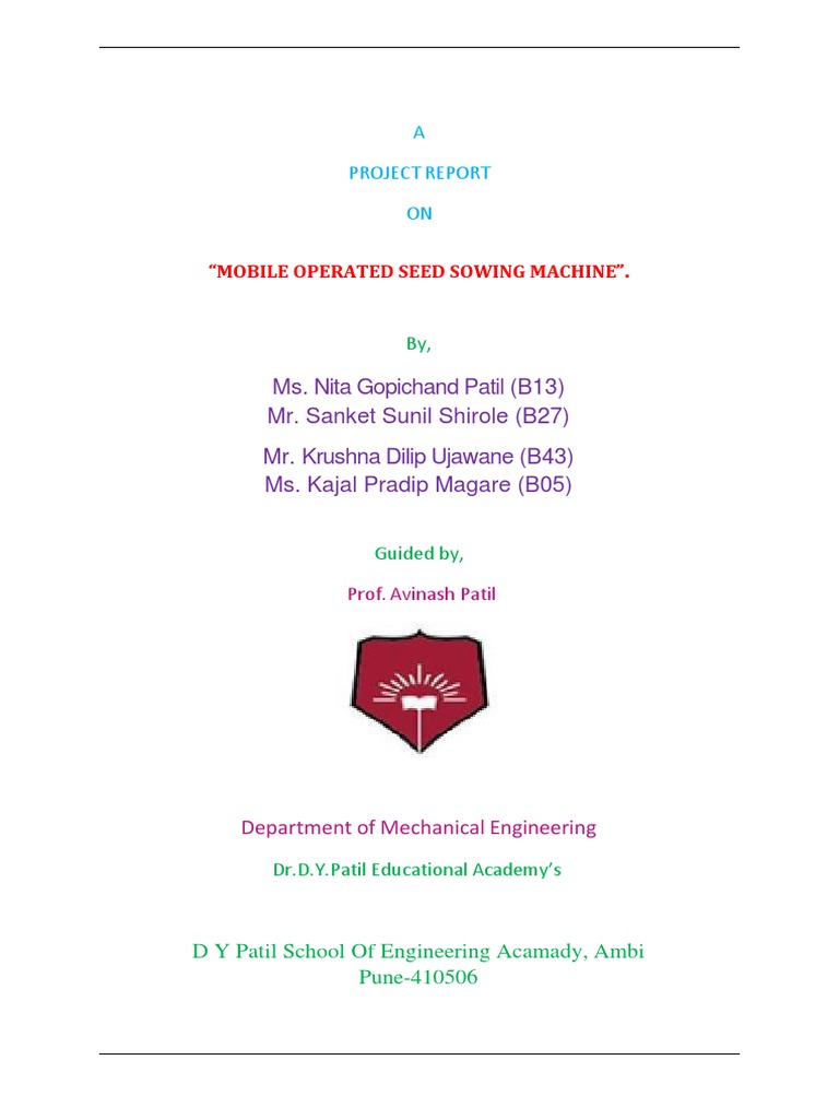 Mobile Seed Sowing Machine Report | PDF | Finite Element Method ...