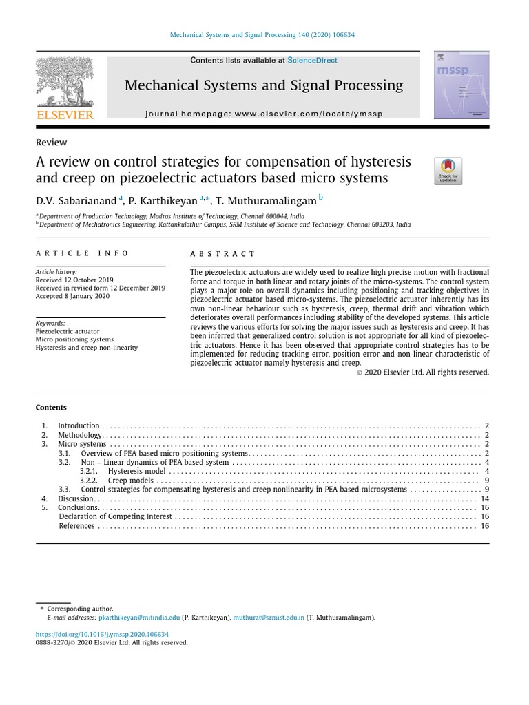 A Review On Control Strategies For Compemsation of Hysteresis and Creep ...