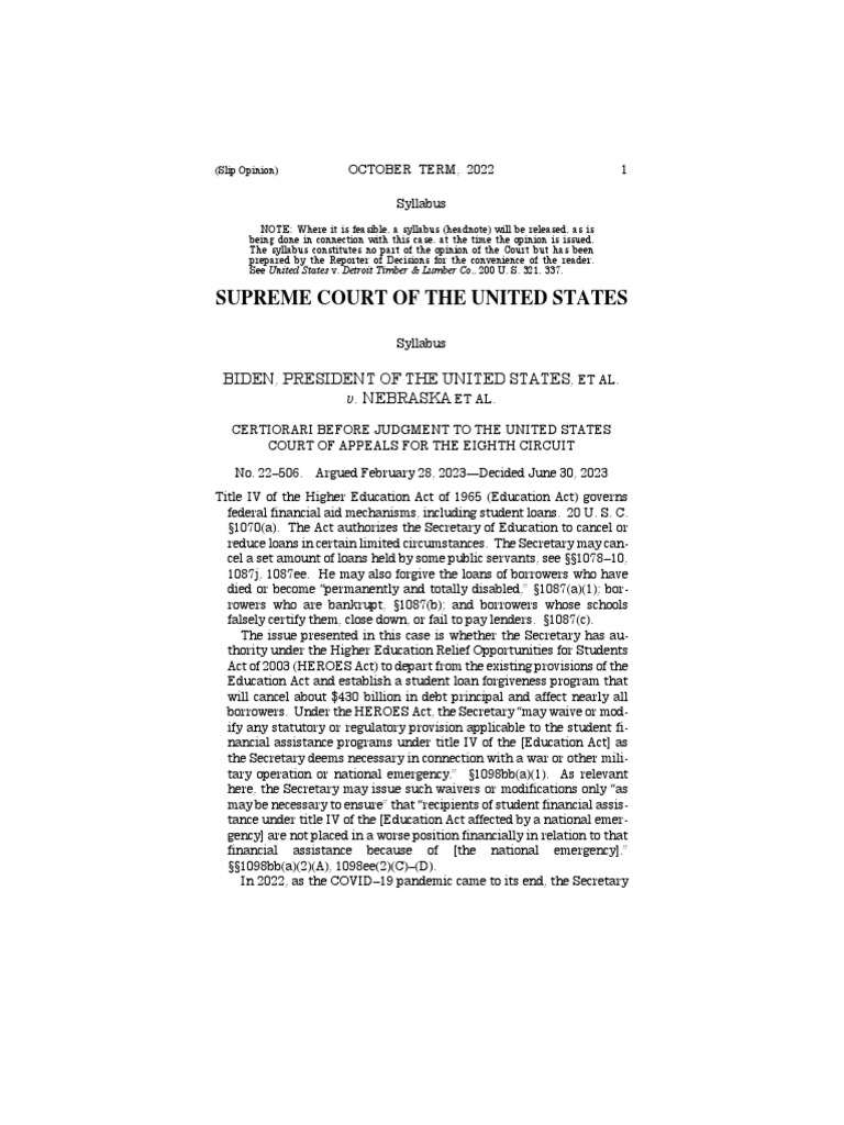 22-506 - Nmip Biden v. Nebraska | PDF | Student Loans In The United ...