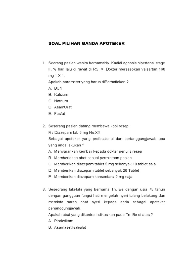 Soal Ujian Apoteker | PDF