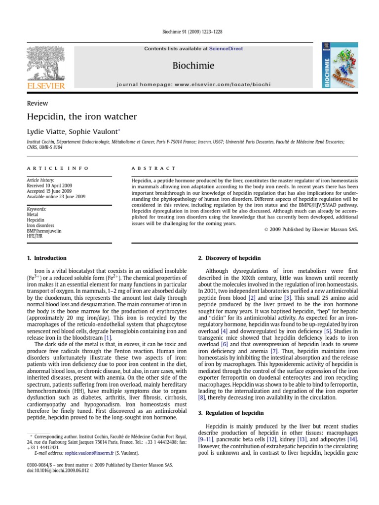 Hepcidin, The Iron Watcher | PDF | Cell Biology | Biotechnology