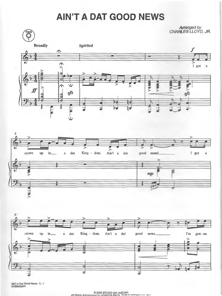 Ain't A Dat Good News | PDF | Musical Notation | Elements Of Music