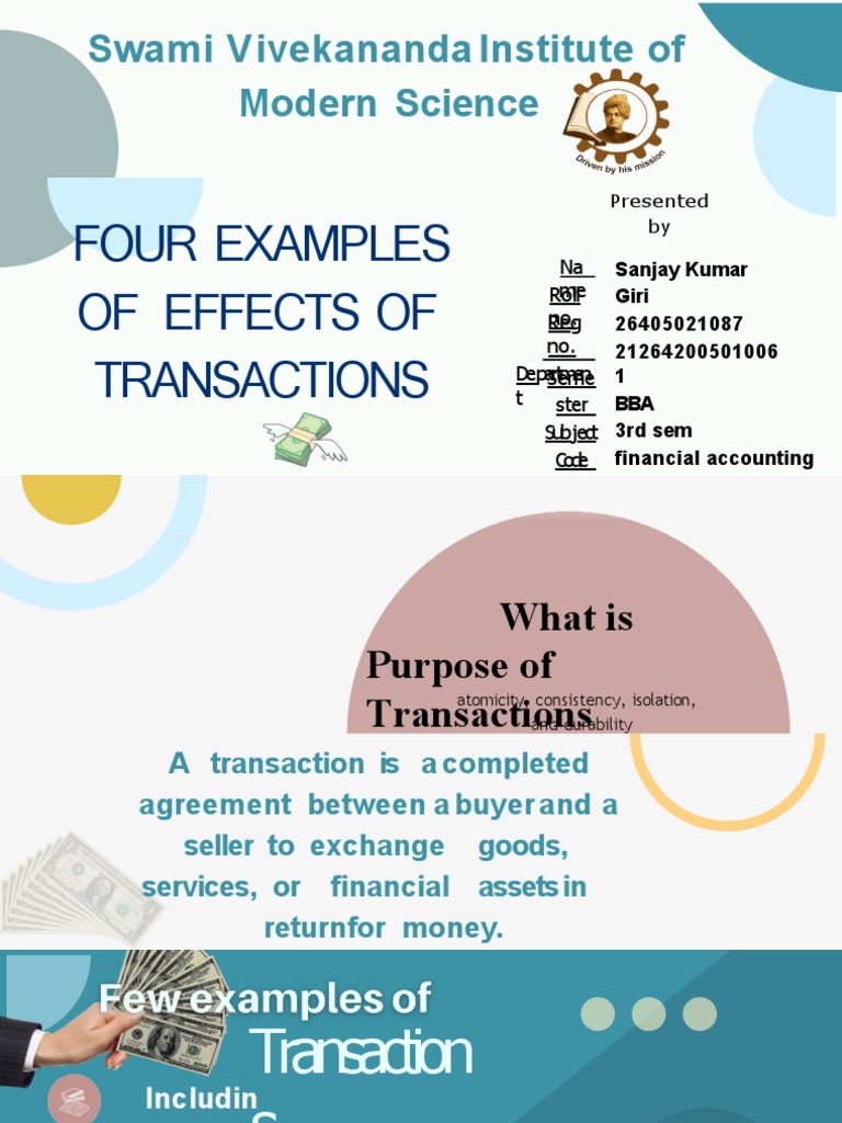 Four Examples of Effects of Transactions | PDF | Financial Transaction ...