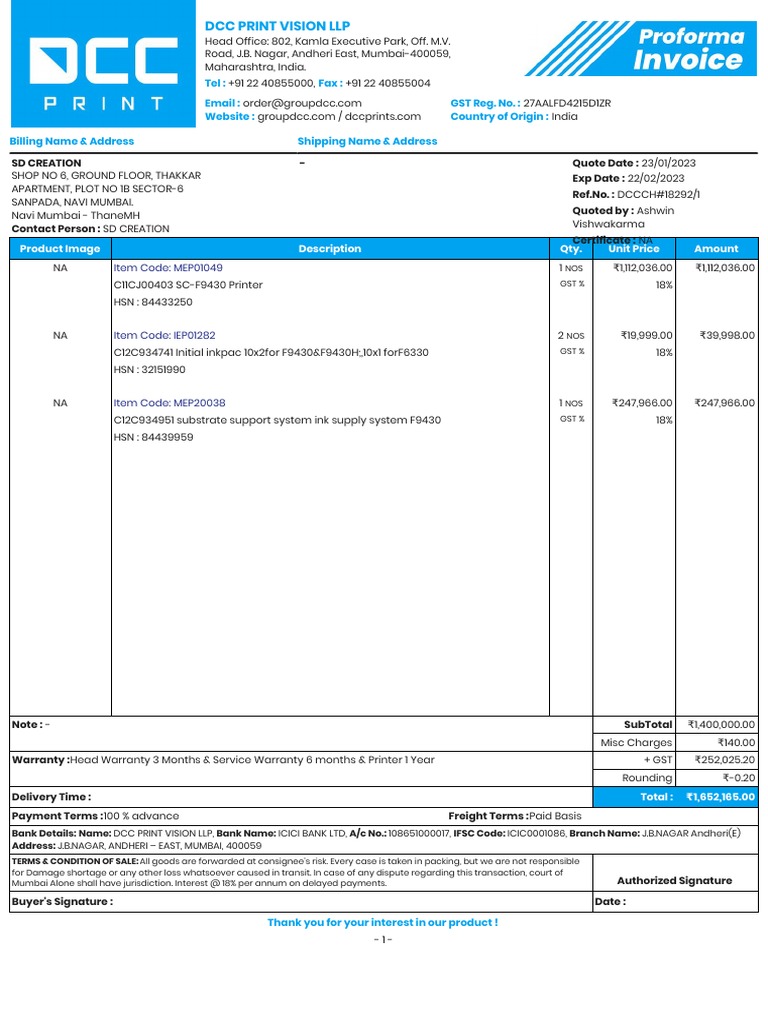 Commercial Printer Invoice | PDF | Business | Economies