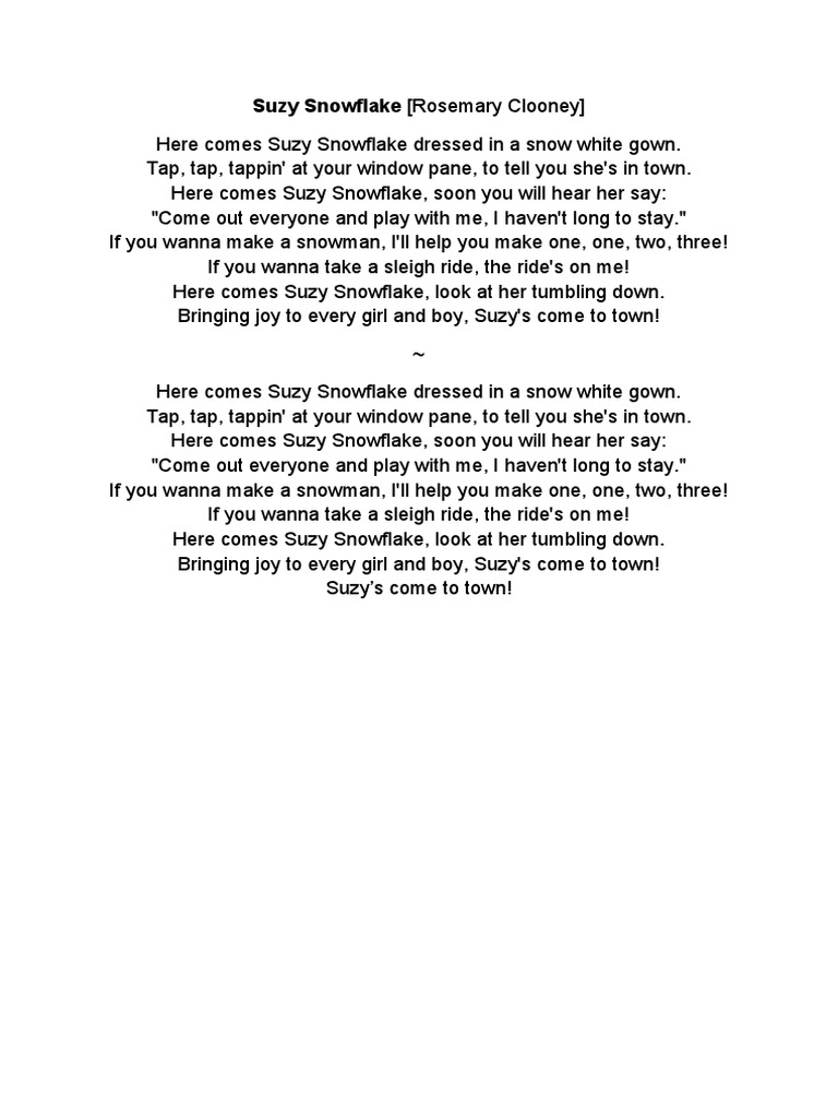 Suzy Snowflake (Rosemary Clooney) | PDF
