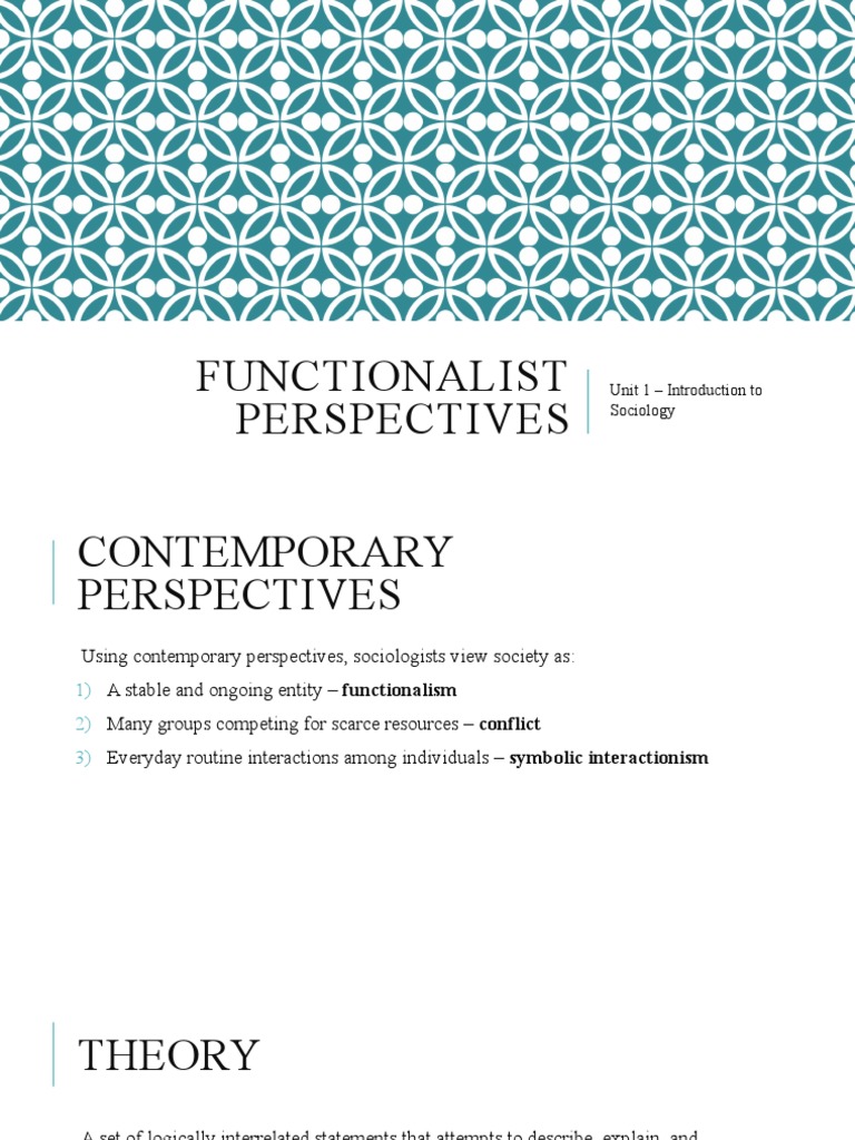 Functionalist Perspectives | PDF | Sociology | Philosophical Movements