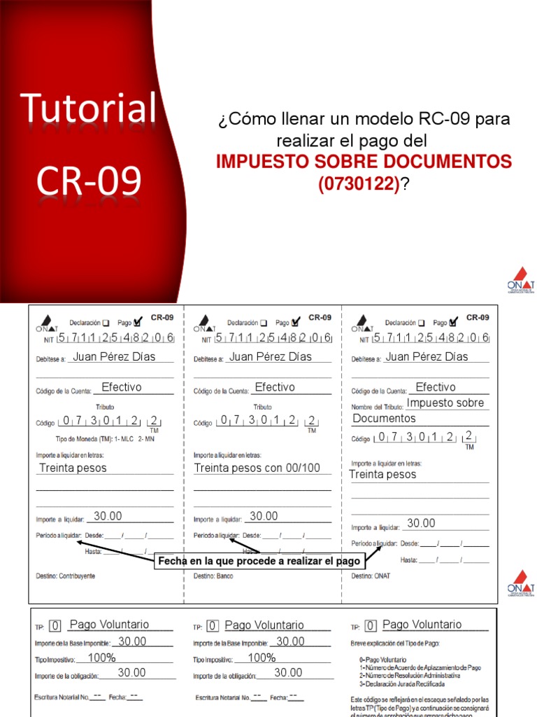 Tutorial Cómo Llenar El Modelo RC-09 para El Pago Del Impuesto Sobre Documentos - 1632257329 | PDF