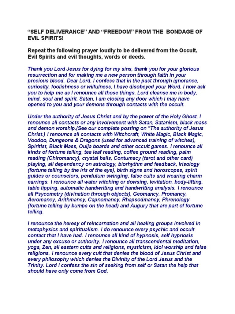 Self Deliverance | PDF | Deliverance Ministry | Jesus