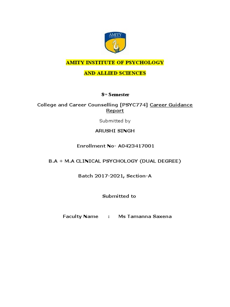 Career Guidance Report | PDF | Psychologist | Behavioural Sciences