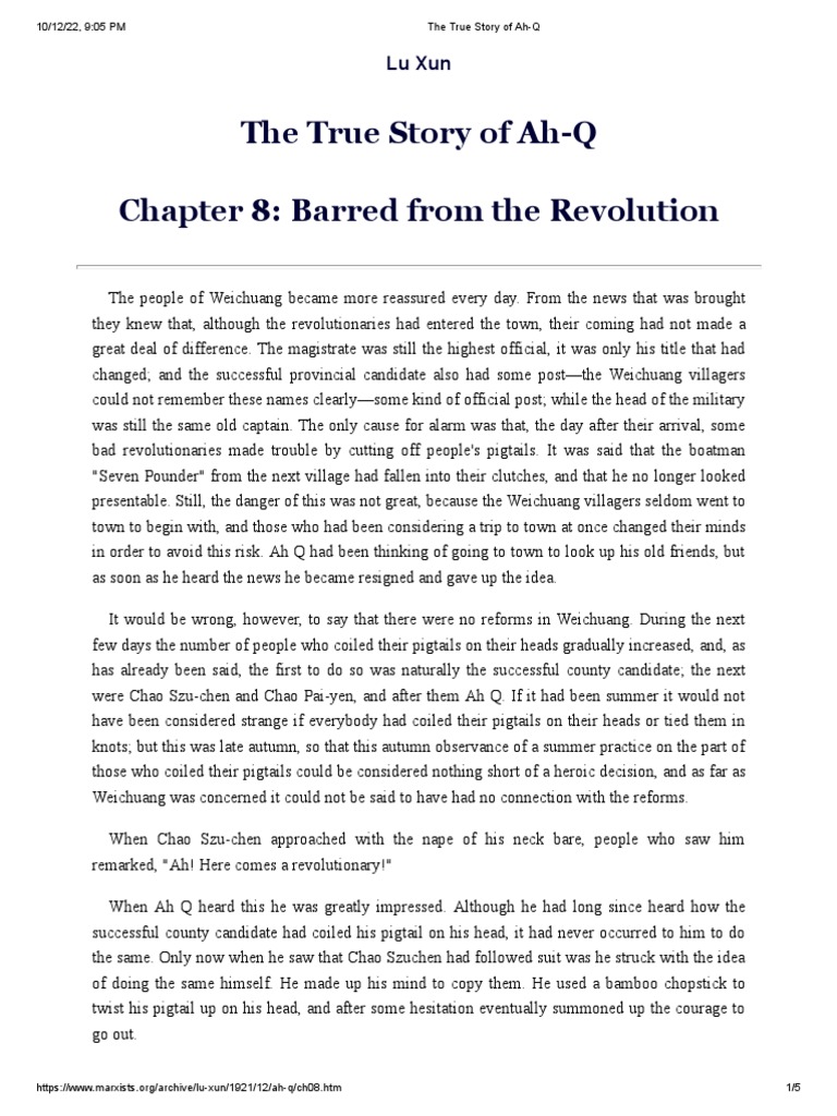 Ah-Q's Exclusion from Revolution | PDF | Art | Mystery, Thriller & Crime Fiction