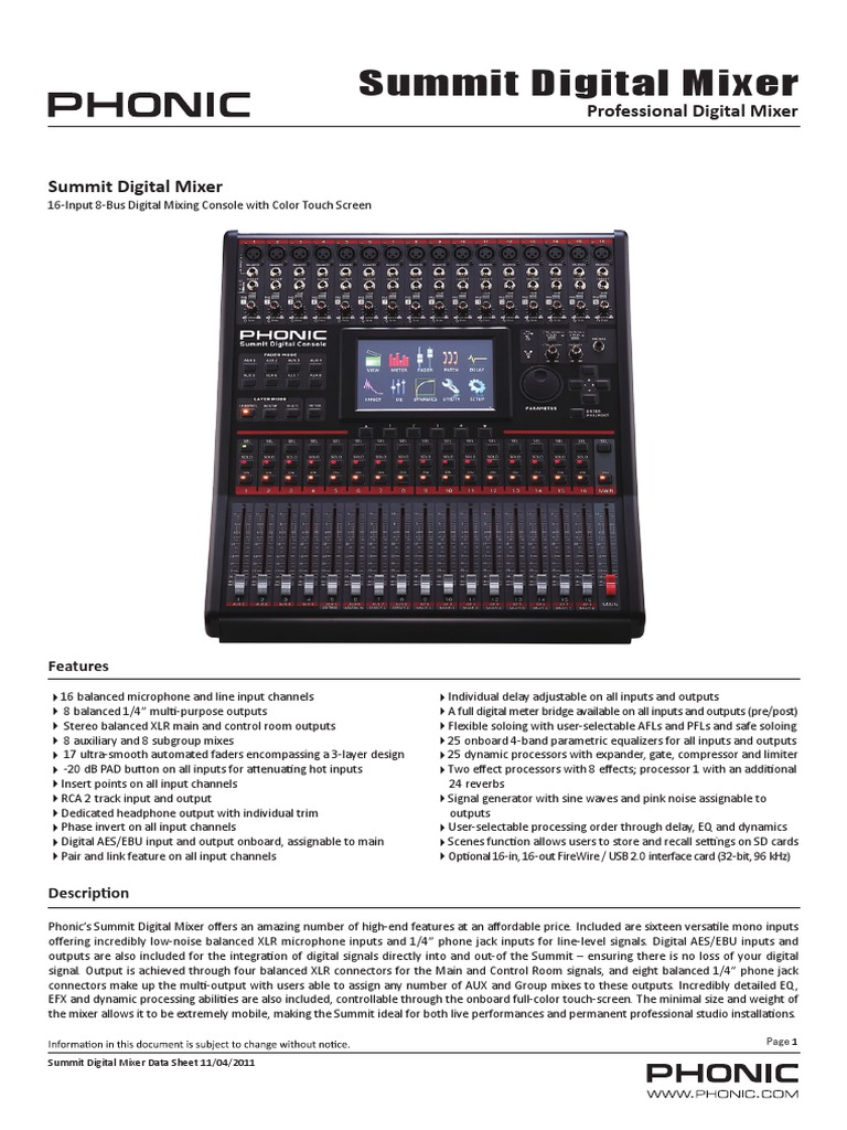 Phonic Summit 1383126546 | PDF | Sound Production Technology | Acoustics