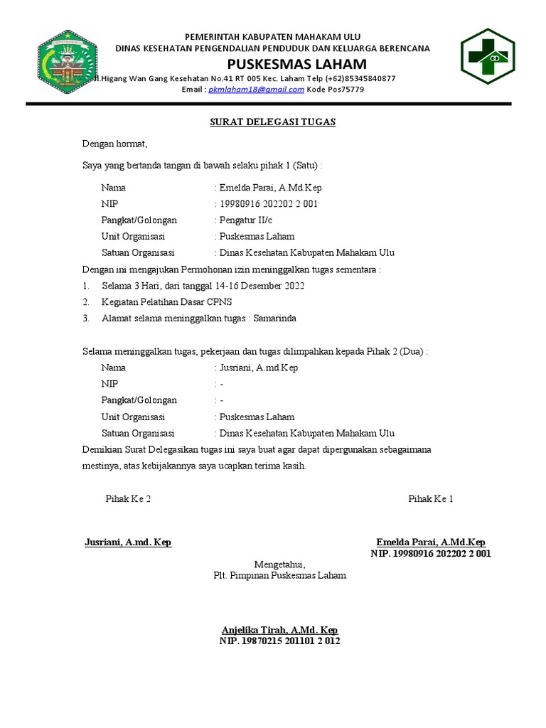 SURAT DELEGASI TUGAS Emel | PDF
