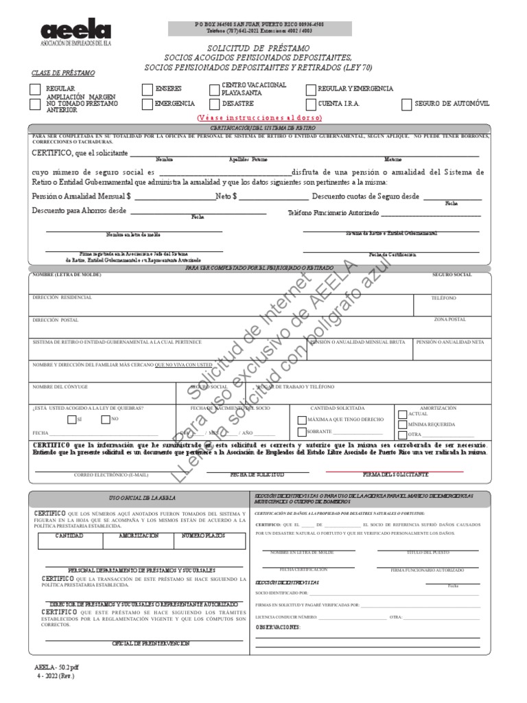 AEELA - 50.2 (4-2022 Rev.) Solicitud Préstamo Pensionados (Internet ...