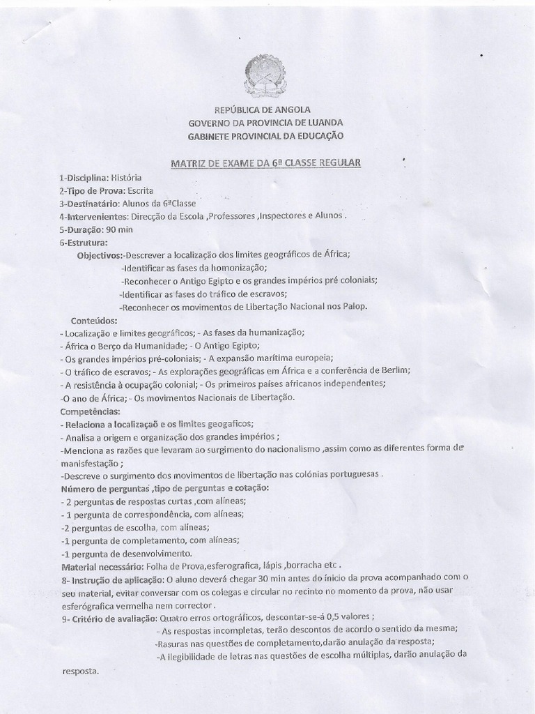 Matrizes Da 6 Classe | PDF