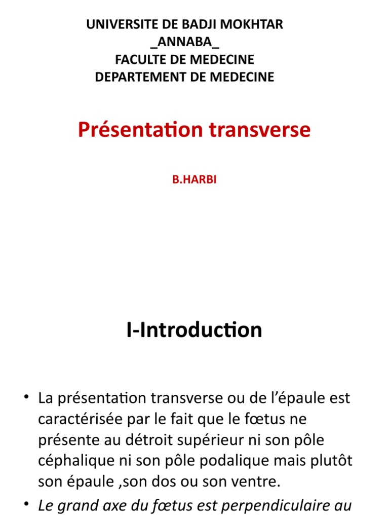 8 Présentation Transverse | PDF | Accouchement | Césarienne