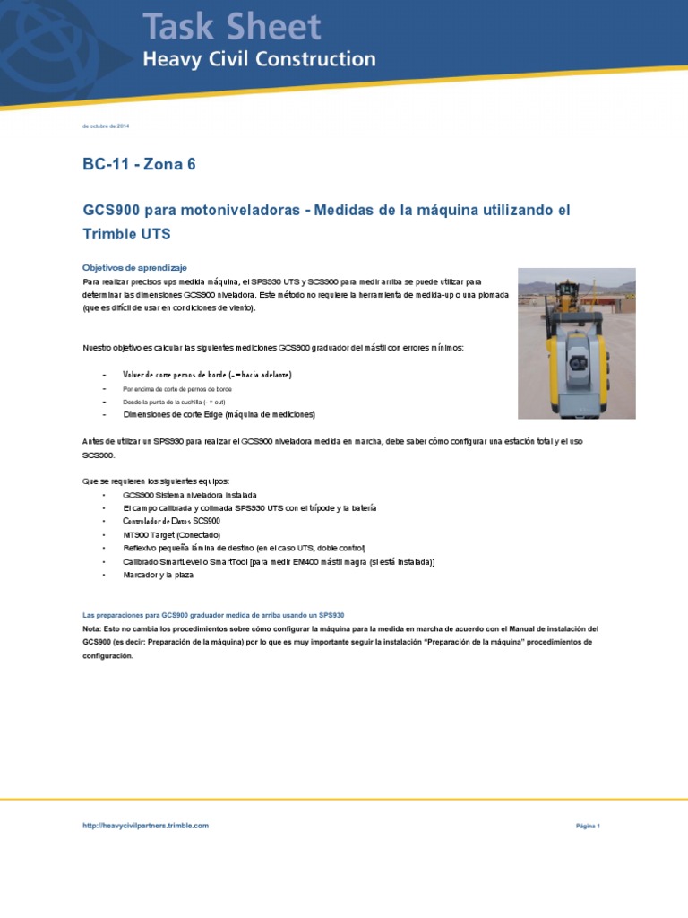 GCS900 para Motoniveladoras - Medidas de La Máquina Utilizando El ...