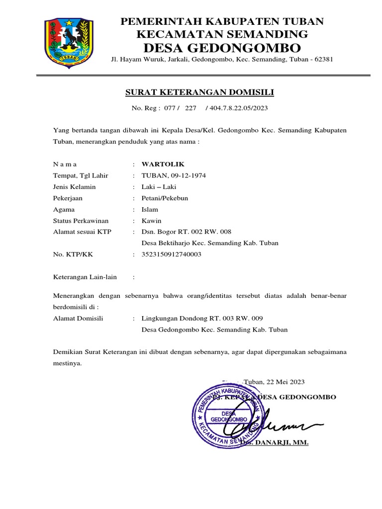 SK - Usaha Dan Domisili | PDF