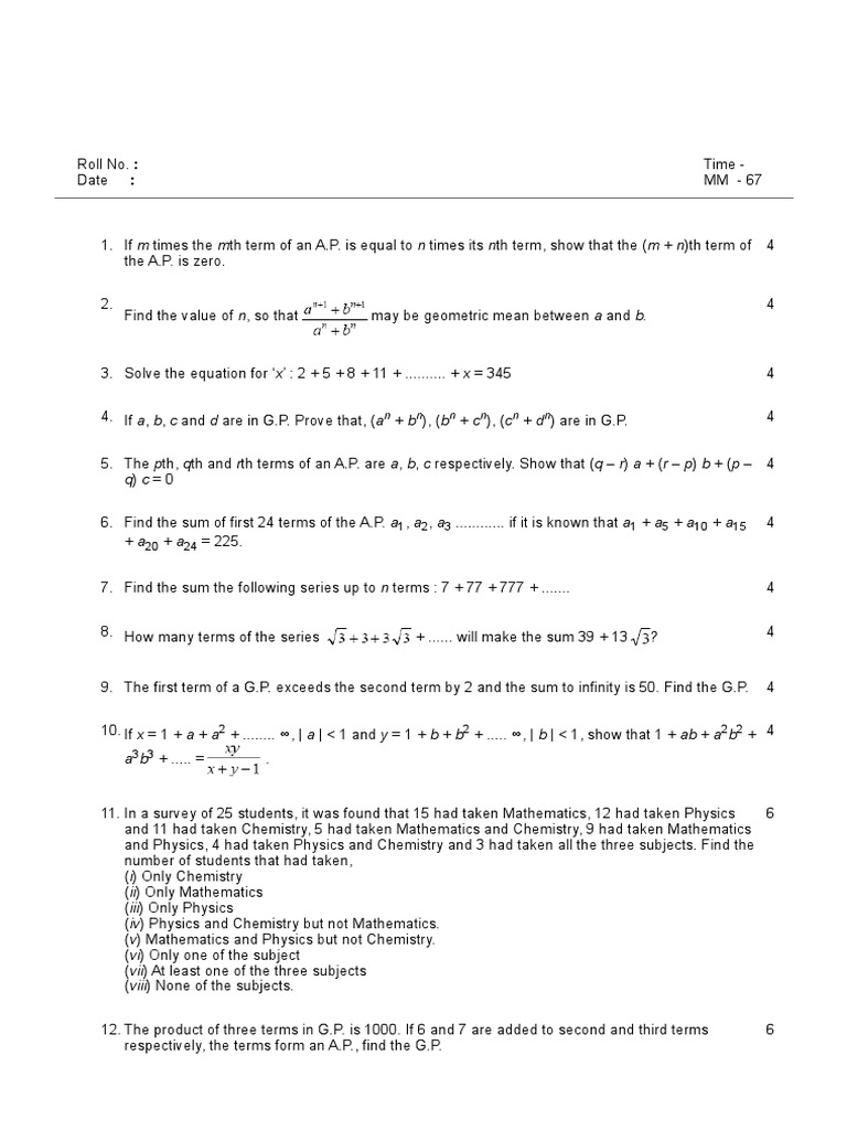 A P And G P Problems And Solutions Pdf Advanced Placement