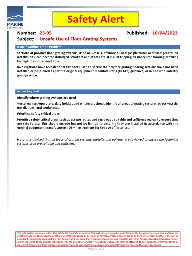 MSF Safety Alert 23.05 | PDF