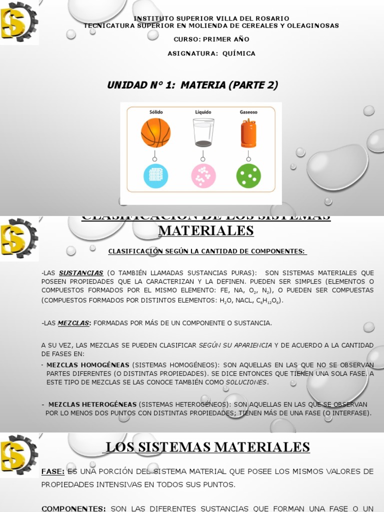 Clase N° 2 - Sistemas Materiales | PDF | Mezcla | Fase (materia)