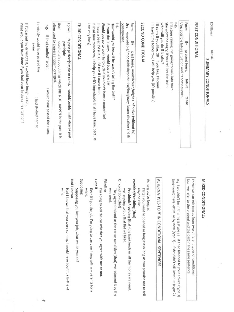Conditionals Summary | PDF