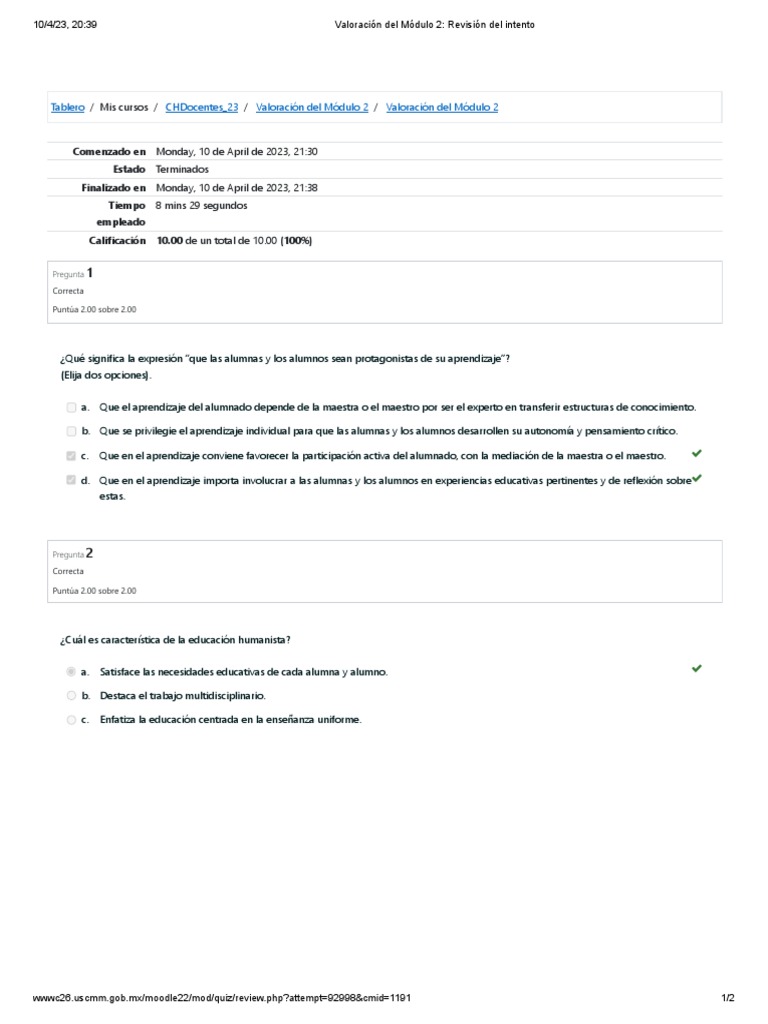 Modulo 2 intento 2 | PDF | Aprendizaje | Ciencia cognitiva