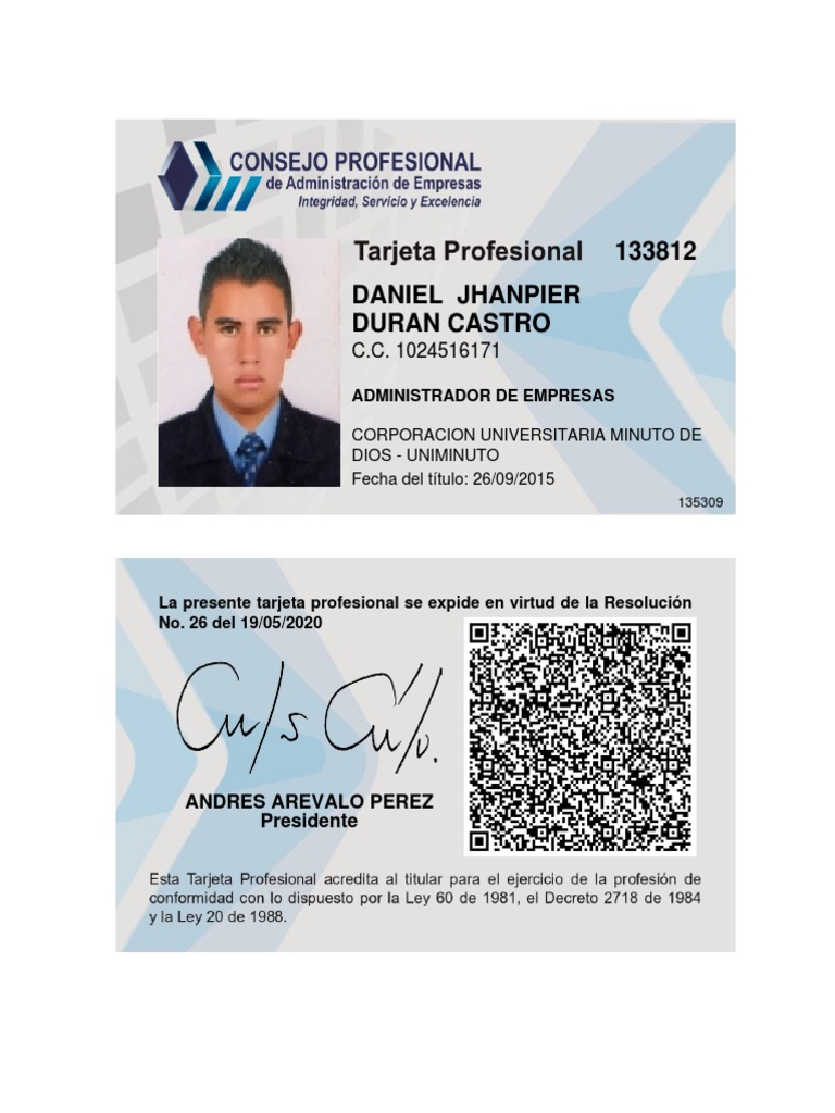 Tarjeta Profesional | PDF