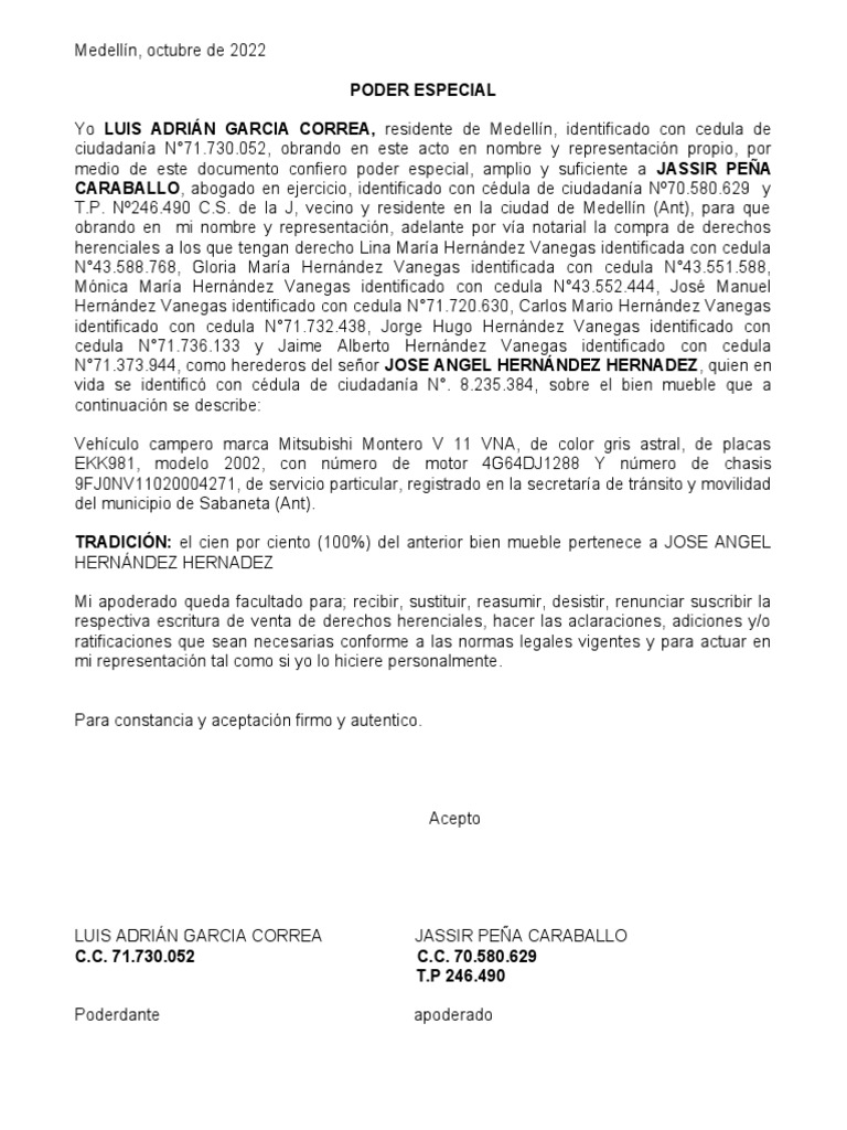 Poder Compra de Derechos | PDF