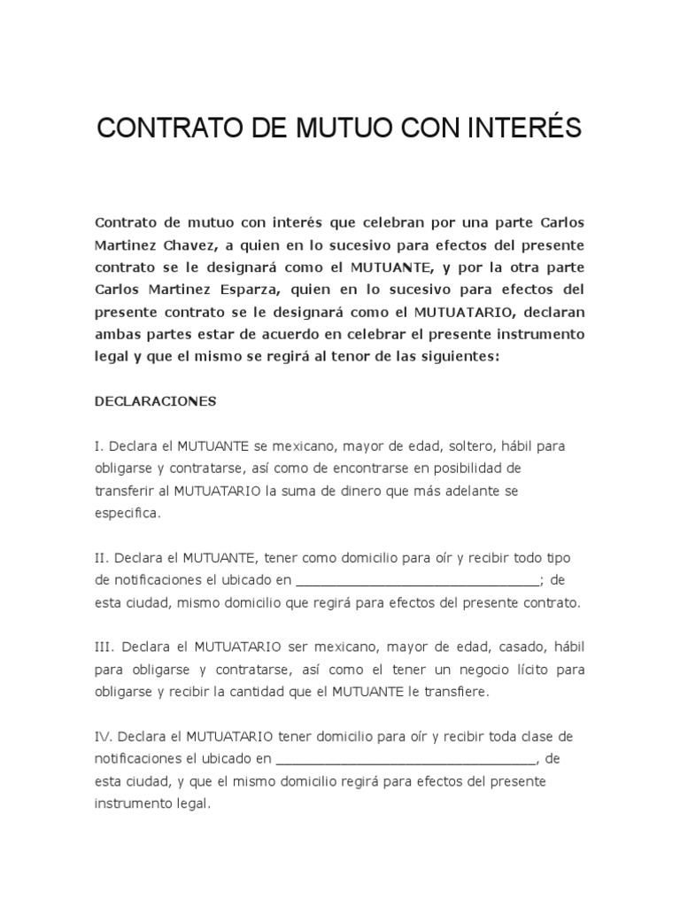 Contrato de Mutuo Con Interés | PDF | Justicia | Crimen y violencia