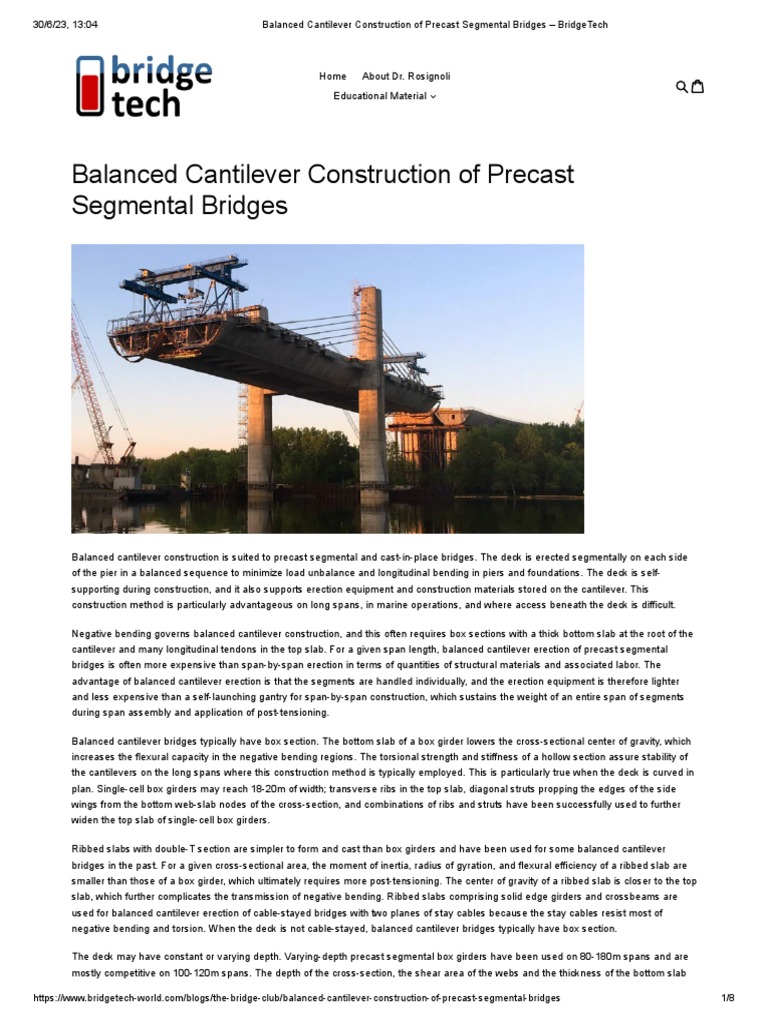 Balanced Cantilever Construction of Precast Segmental Bridges ...