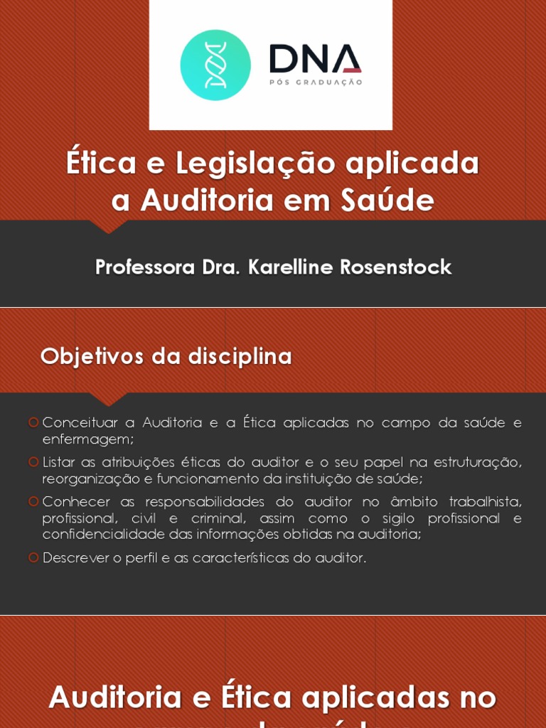 Tica e Legisla o Aplicada A Auditoria em Sa de | PDF | Enfermagem ...