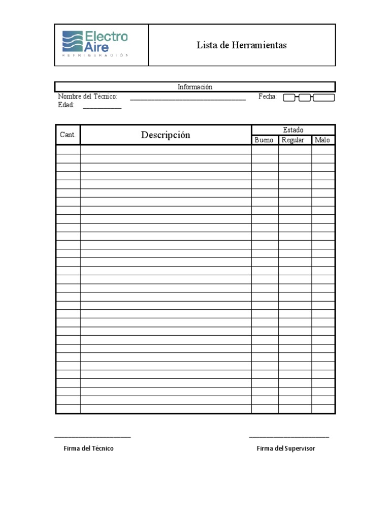 Formato de Lista de Herramienta | PDF