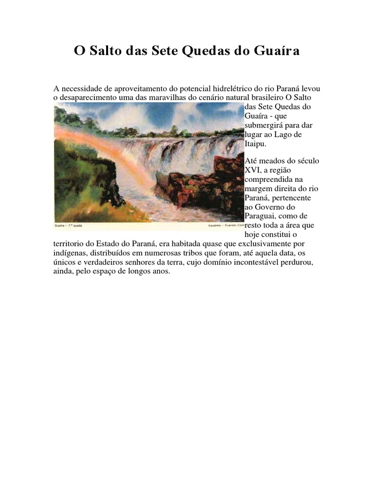 Impacto do Salto das Sete Quedas | PDF | Turismo | História