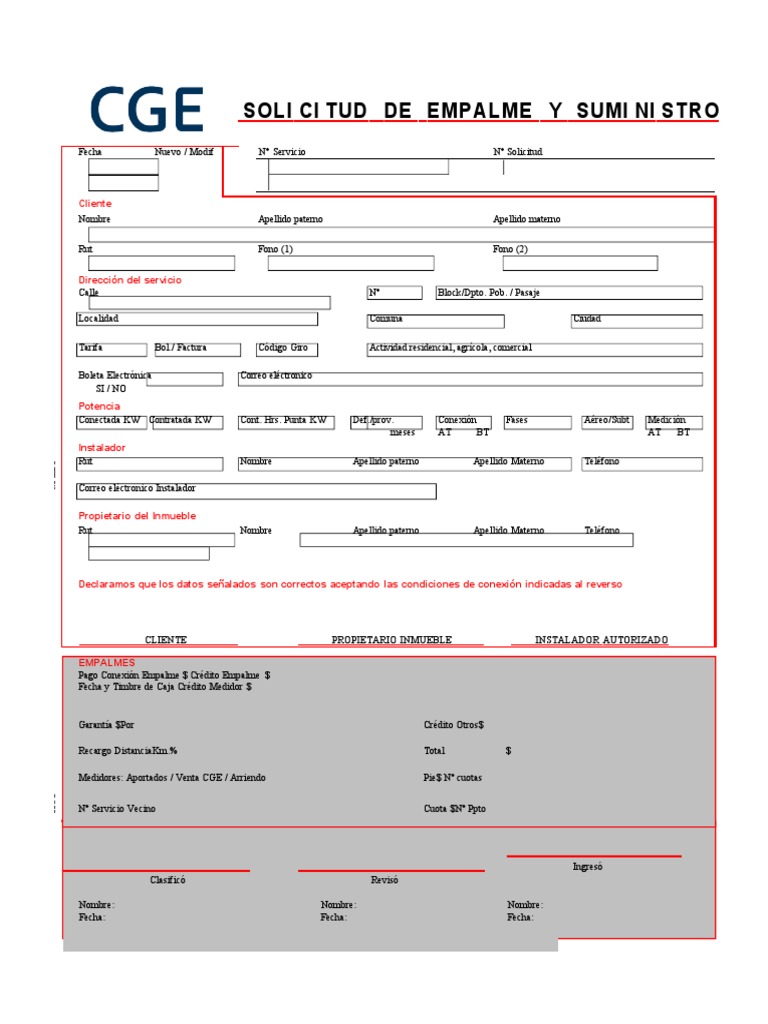 Solicitud de Empalme | Descargar gratis PDF | Industrias de servicio | Telecomunicaciones
