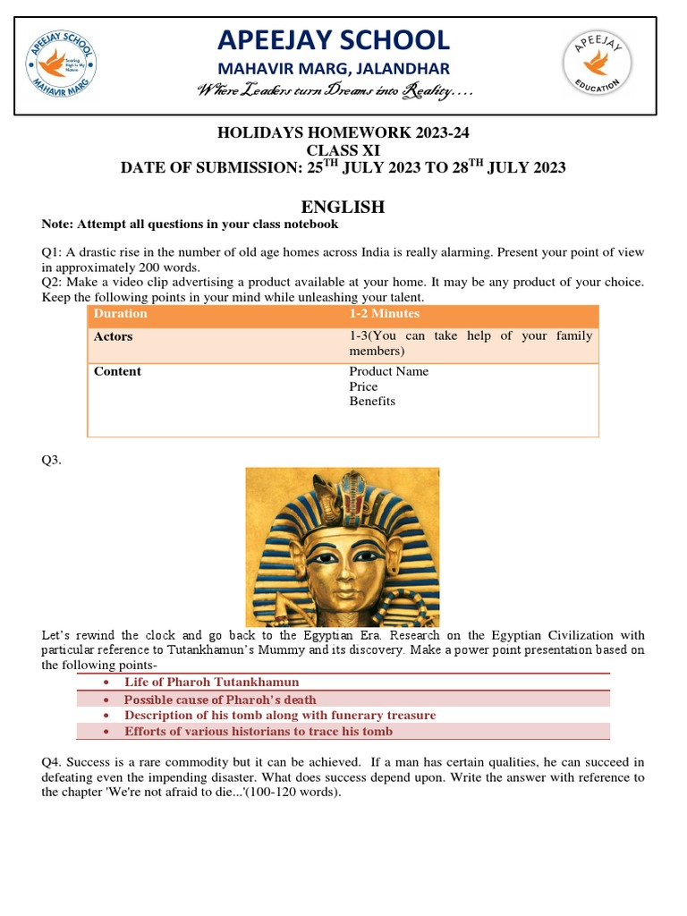 Class XI Holidays Homework 2023-24 | PDF | Debits And Credits | Momentum